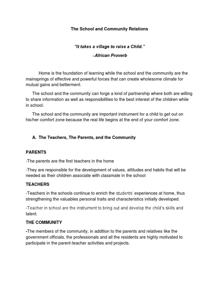 The School and Community Relation | PDF | Community | Motivation