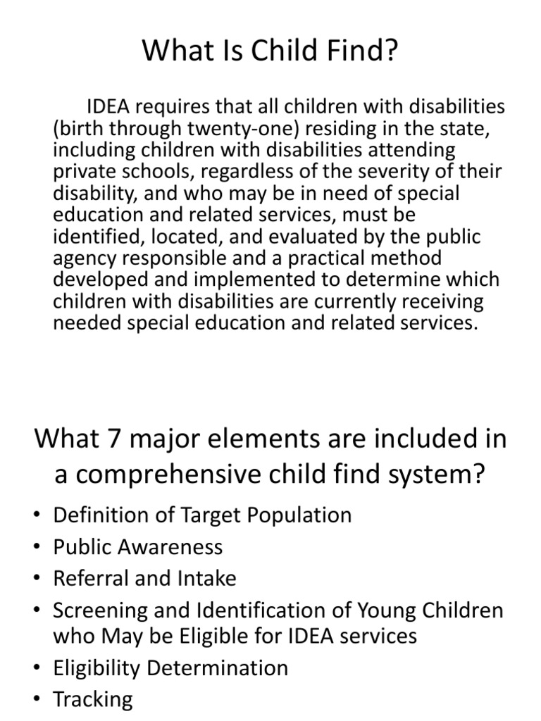 Child Find Powerpoint | PDF | Screening (Medicine) | Health Care