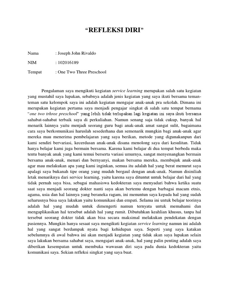 Refleksi Diri JJR | PDF