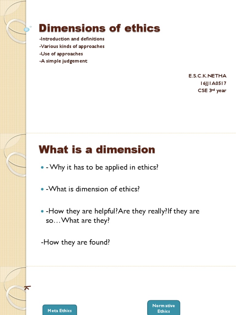 Dimensions of Ethics | PDF | Morality | Metaphysics