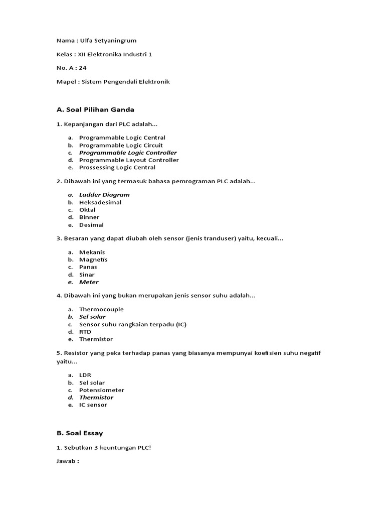 Latihan Soal PLC | PDF