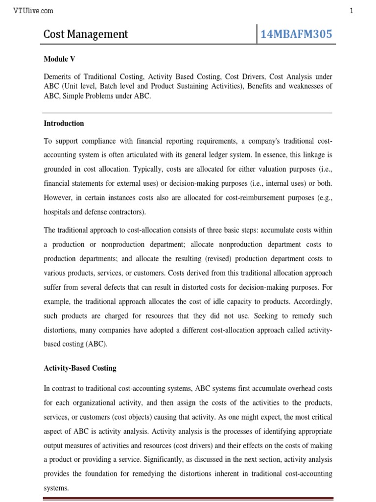 Mba III Cost Management m5 | PDF | Cost Accounting | Cost
