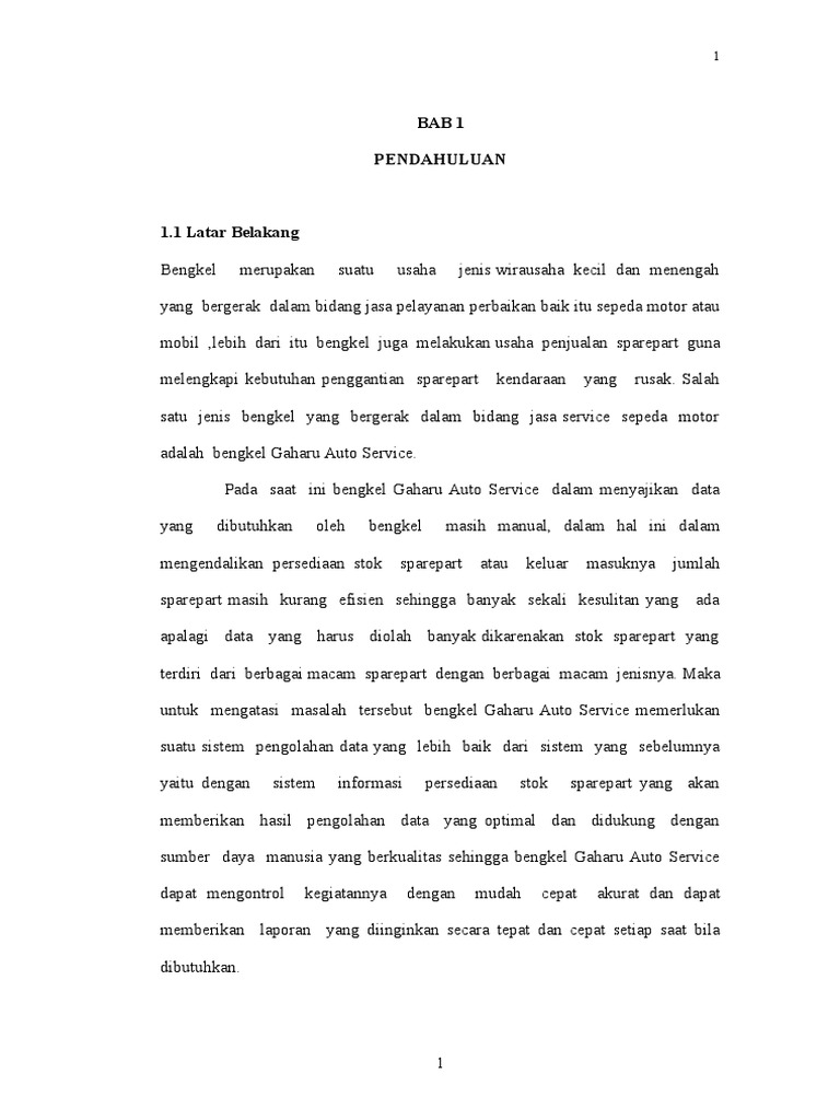 Sistem Informasi Inventory Sparepart Pada Bengkel Gaharu Auto Service Pdf