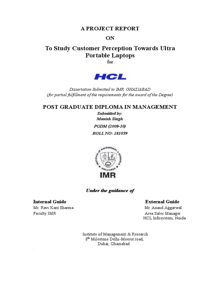 4080 13938 Hcl Project Report Pdf Laptop Personal Computers