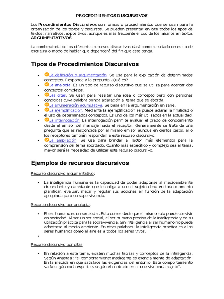 Guía - Procedimientos Discursivos | PDF | Inteligencia | Cociente de ...