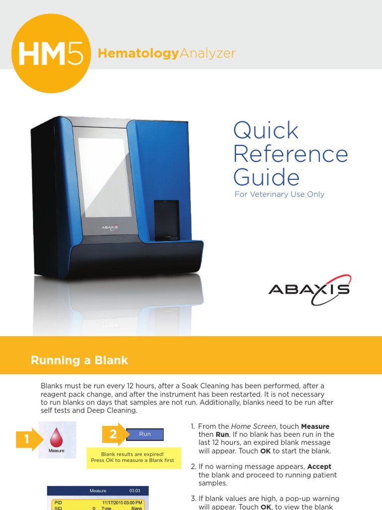 Abaxis HM5 2.3 Quick Reference Guide | PDF | Calibration | Computing