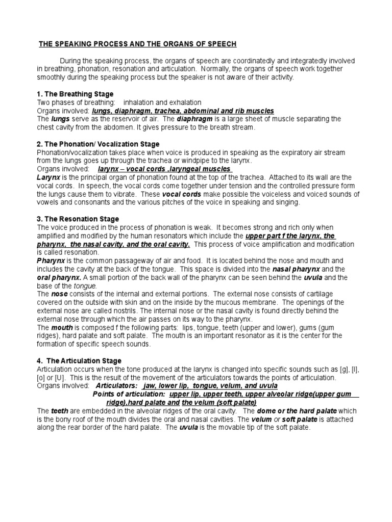 The Speaking Process and The Organs of Speech | PDF | Singing | Larynx