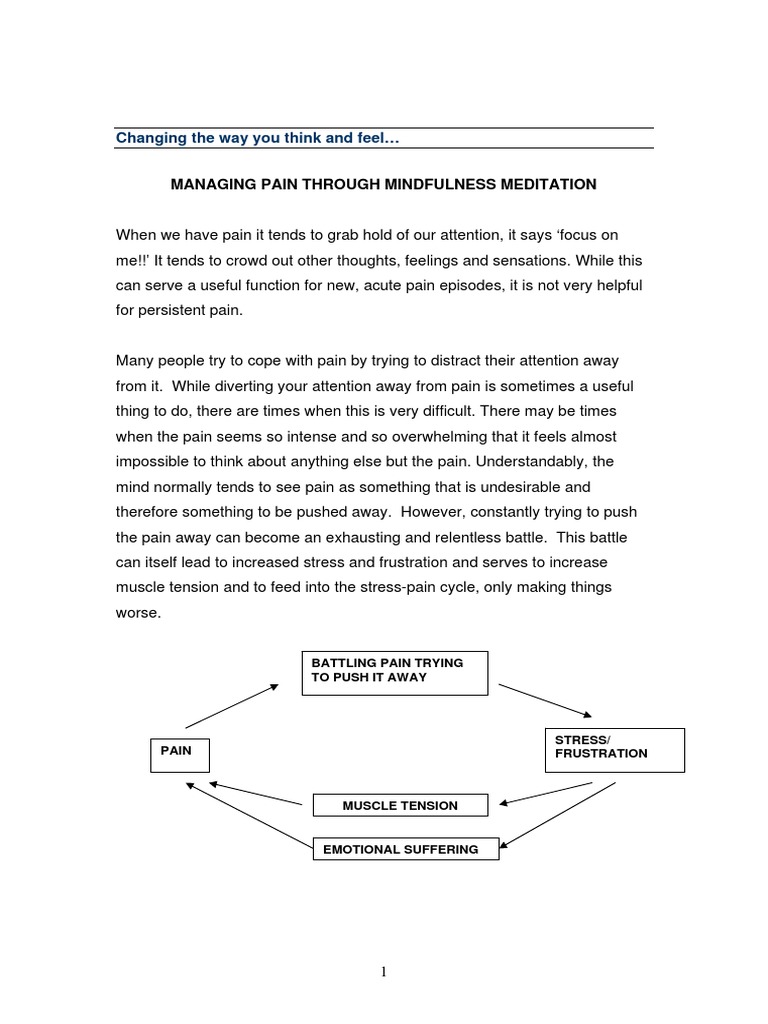 Mindfulness Meditation for Pain Relief | PDF | Mindfulness | Pain