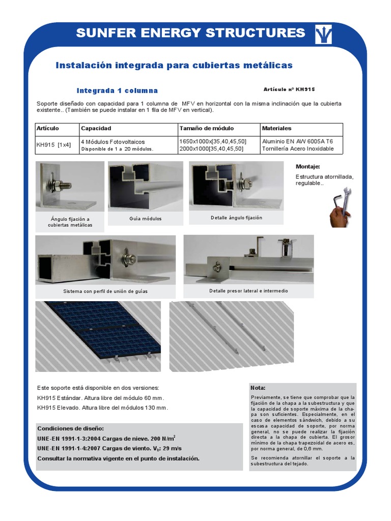 Estructura Elevada para Paneles Sunfer | PDF | Panel solar | Energía y ...