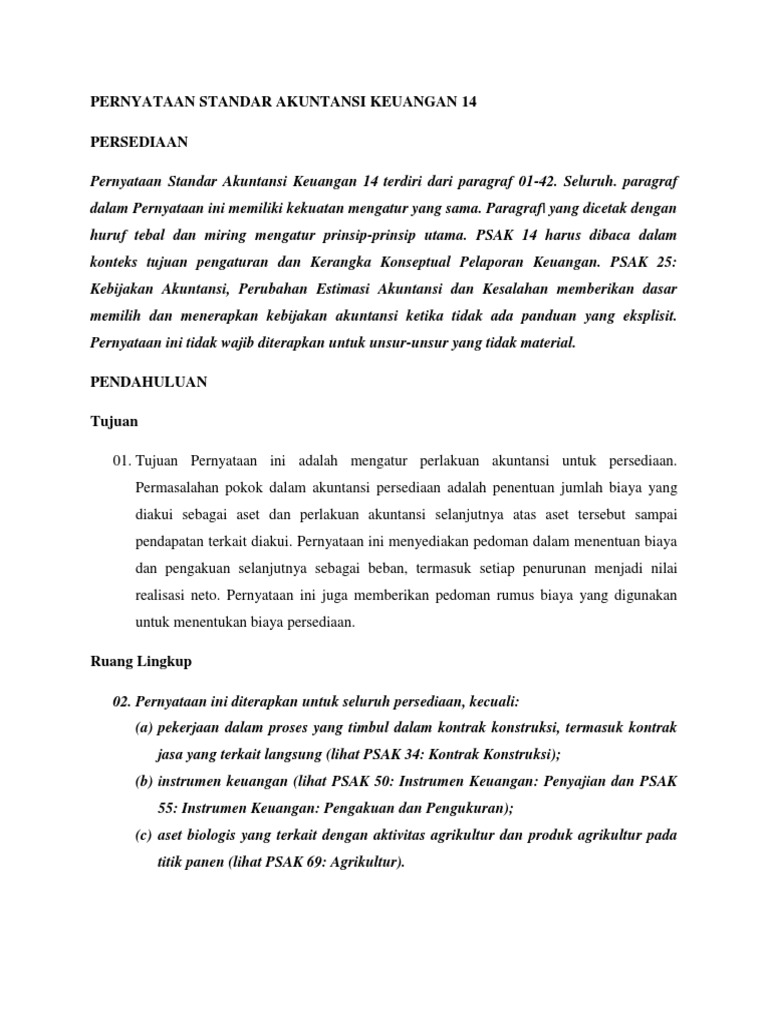 PSAK 14: Akuntansi Persediaan | PDF