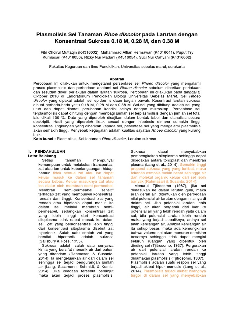 Paper Plasmolisis Rhoe Discolor | PDF