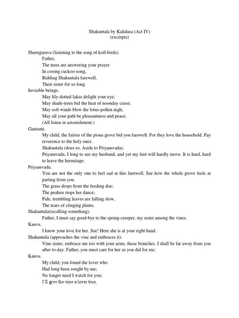 Shakuntala by Kalidasa | PDF