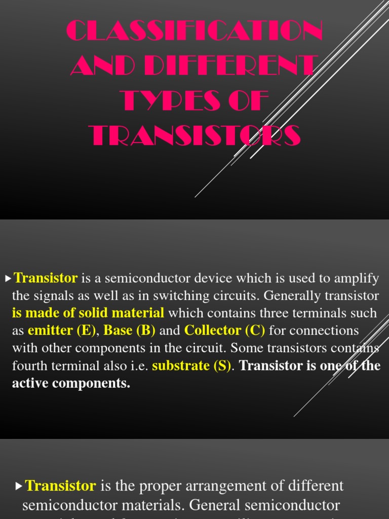 Types and Classification of Transistors | PDF | Field Effect Transistor ...
