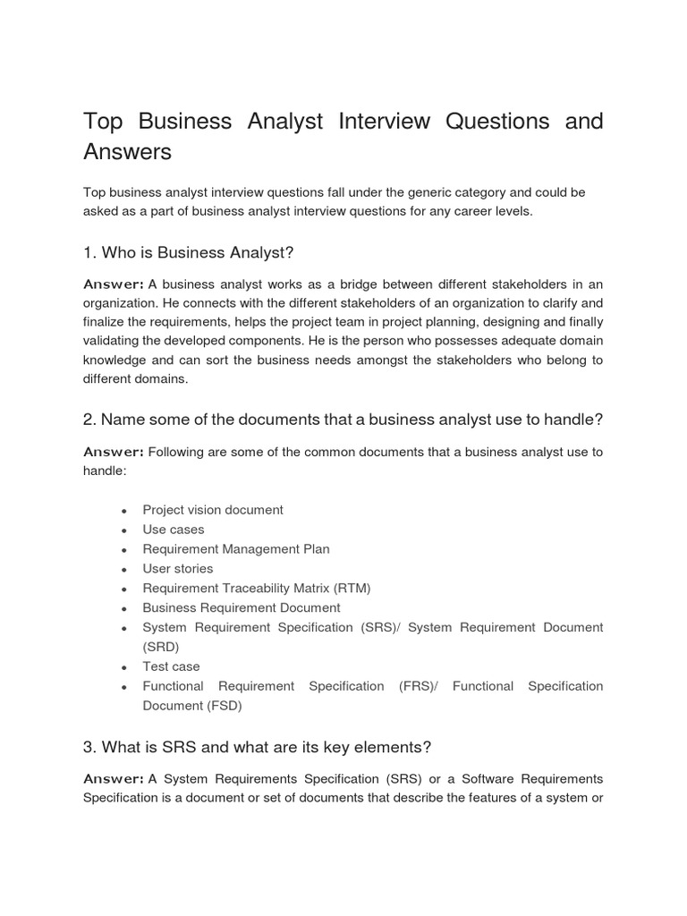 Business Analyst - Interview Question | PDF | Use Case | Agile Software ...