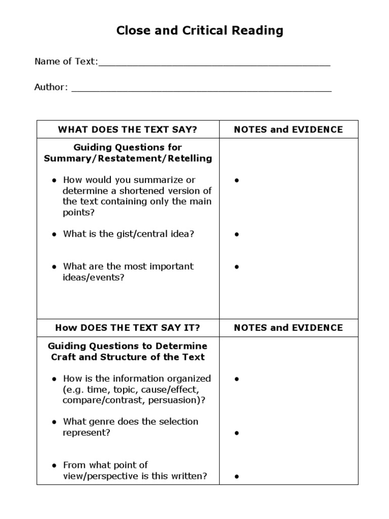 Close and Critical Reading | PDF | Career & Growth