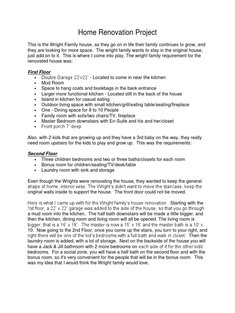 Home Renovation Project Final Writeup | PDF | Room | Kitchen