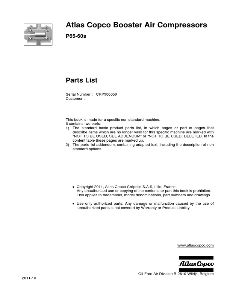 Atlas Copco Booster Air Compressors P65-60s | PDF | Electrical ...