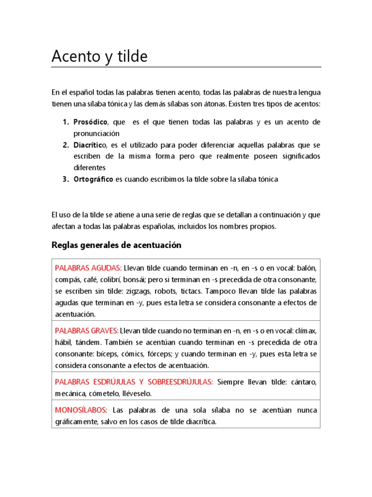 Uso de La Tilde PDF | PDF | Tipología Lingüística | Morfología