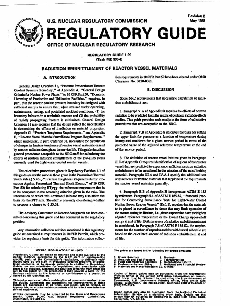 NRC RG 1.99 Rev. 2 PDF | PDF | Nuclear Reactor | Nuclear Regulatory ...