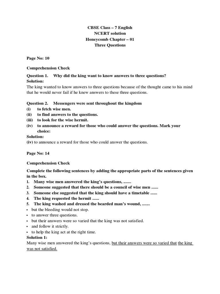 Chapter 1 - Three Questions | PDF | Question | Forgiveness