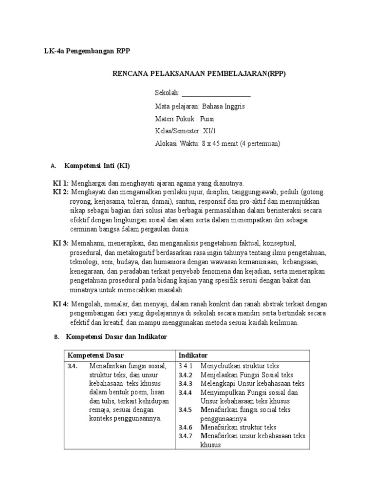 RPP UNIT 4 X Poem | PDF