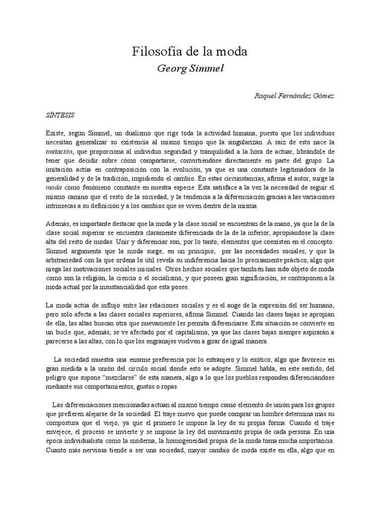 La Filosofía de La Moda | PDF | Moda | Sociedad