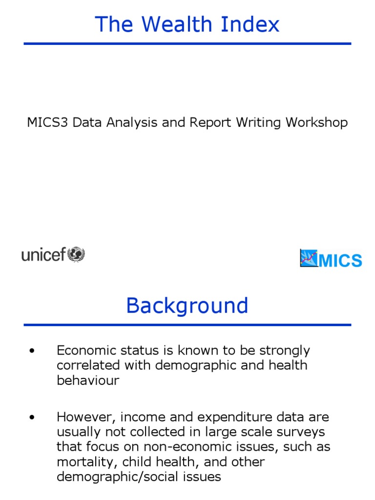 Wealth Index: MICS3 Data Analysis Guide | PDF | Nature | Wealth