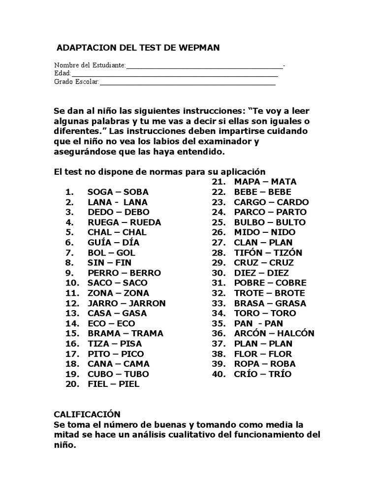 Test de Wepman | PDF
