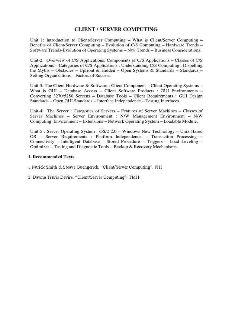 Elective III Client Server Computing | PDF