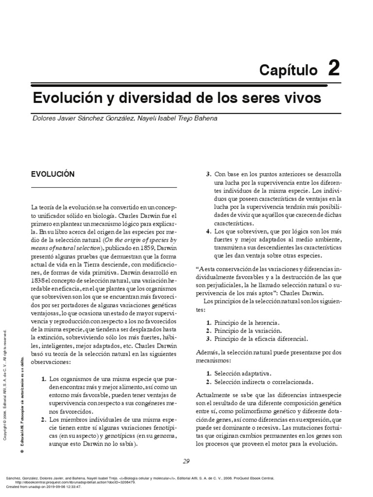 Biología Celular y Molecular - (CAPÍTULO 2. EVOLUCIÓN Y DIVERSIDAD DE ...