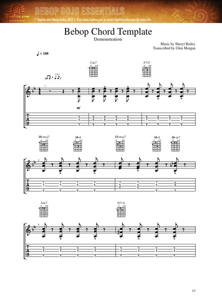 Sheryl Bailey-Bebop Chord Template-3 | PDF | Elements Of Music | Music ...