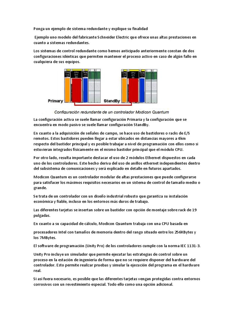 Ponga Un Ejemplo de Sistema Redundante y Explique Su Finalidad | PDF ...