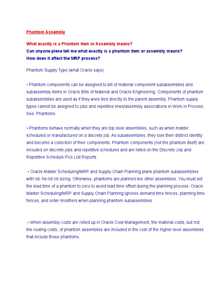Phantom Assembly | PDF | Business Process Management | Industries