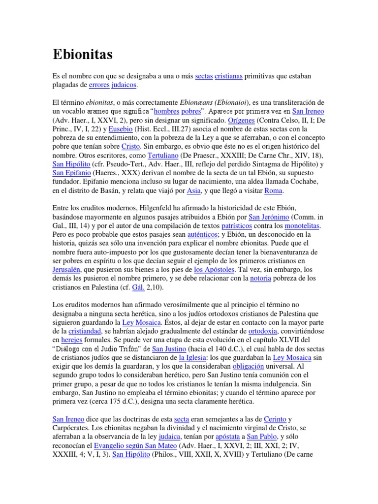 Ebionitas PDF | PDF | Cristianismo antiguo | Controversias relacionadas ...