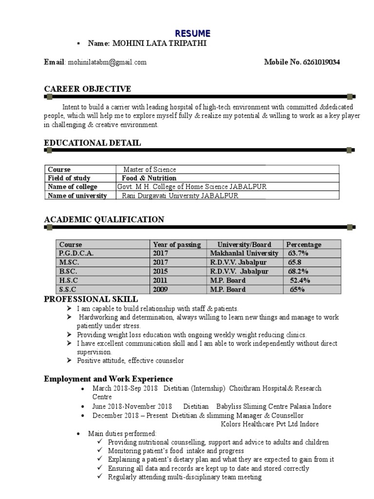 Resume of Mahi | PDF | Dietitian | Health Care Resume of Mahi | PDF | Dietitian | Health Care
