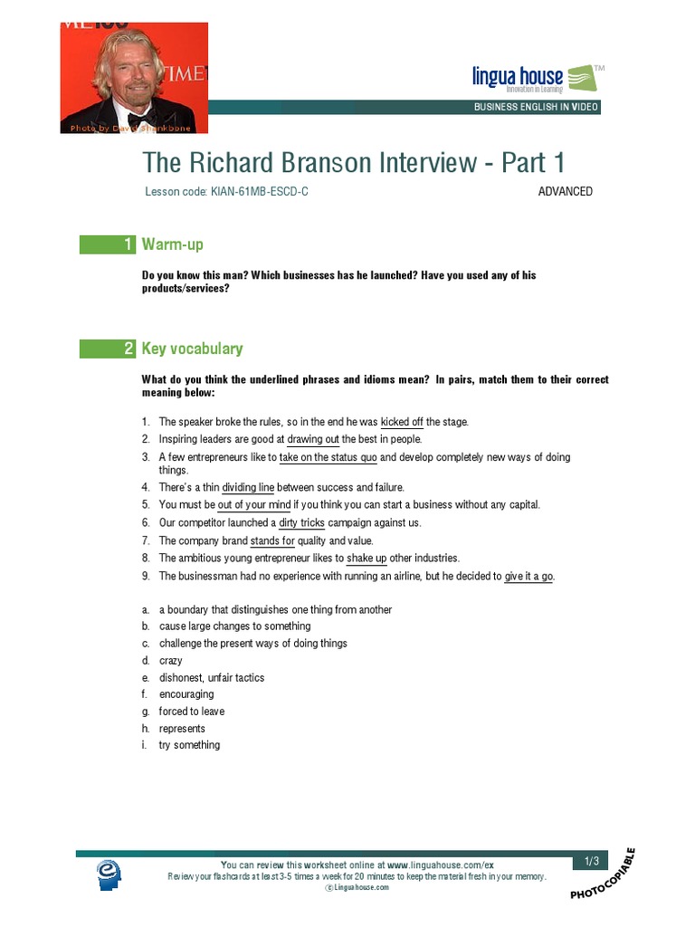 Richard Branson Interview Insights | PDF | Business