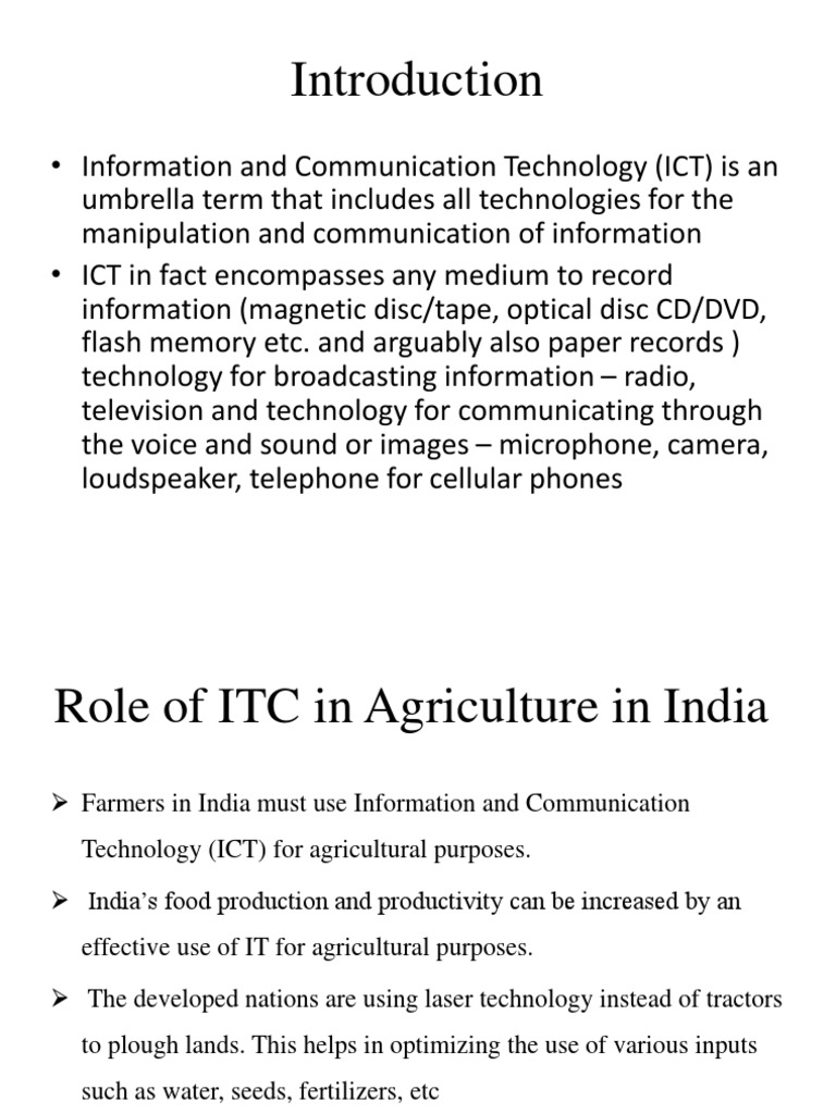Role of ICT in Agriculture | PDF | Educational Technology | Agriculture