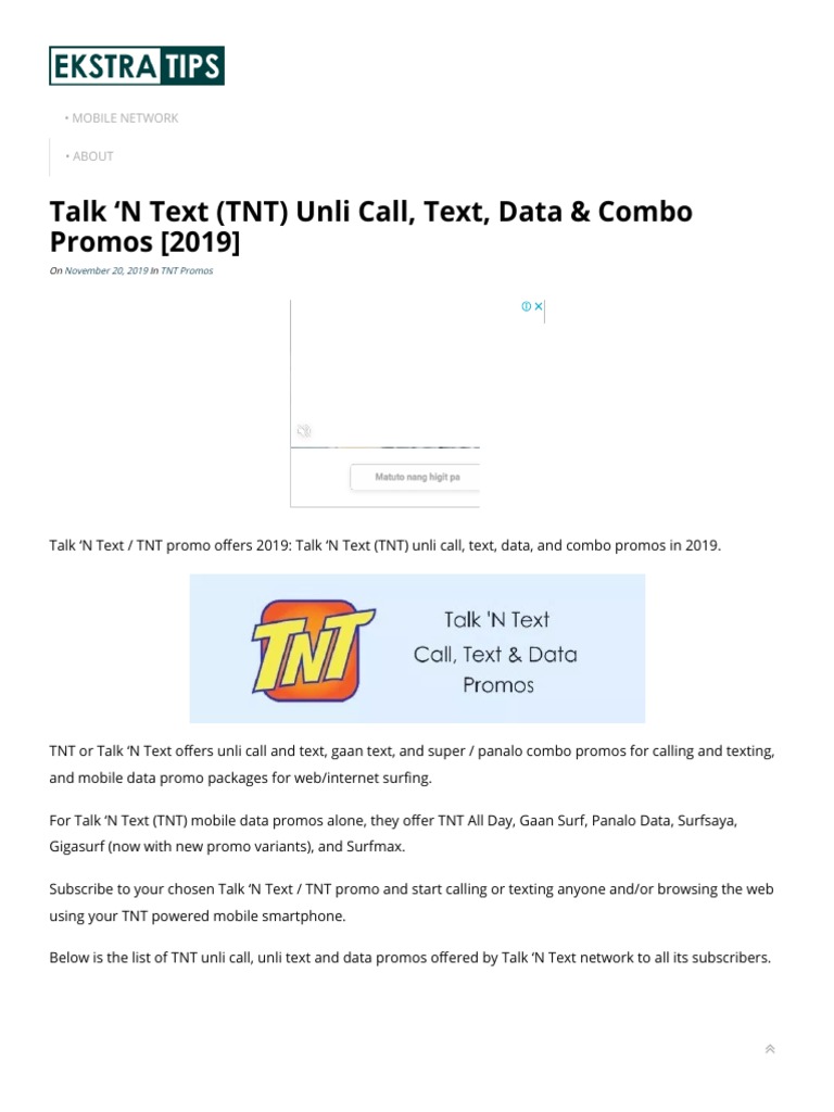 TNT Call, Text & Data Promo List 2019 (Talk 'N Text Guide) PDF | PDF ...