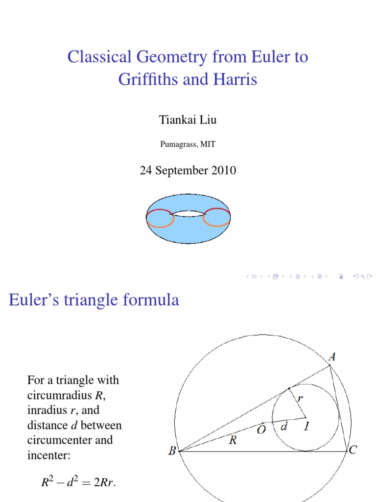 Classical Geometry From Euler To Griffiths and Harris - Tiankai Liu ...
