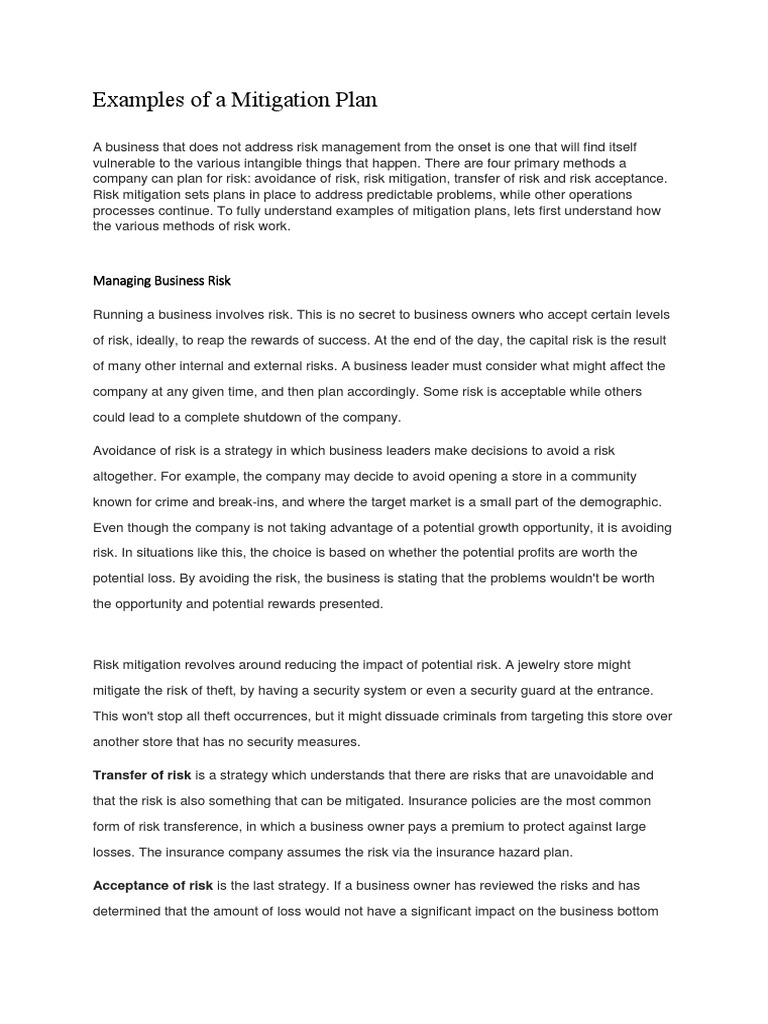 A Comprehensive Guide to Developing Effective Risk Mitigation Plans ...