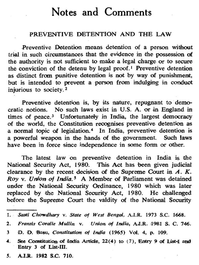 Legal Analysis: Preventive Detention | PDF | United States Constitution ...