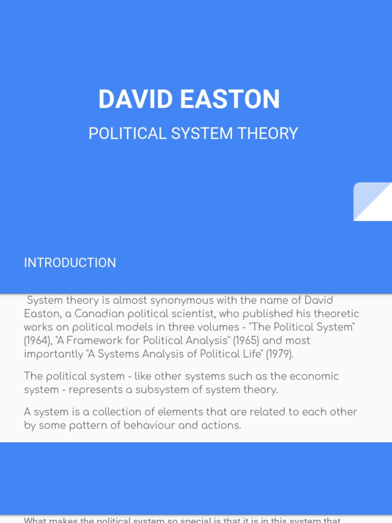 David Easton | PDF | System | Systems Theory