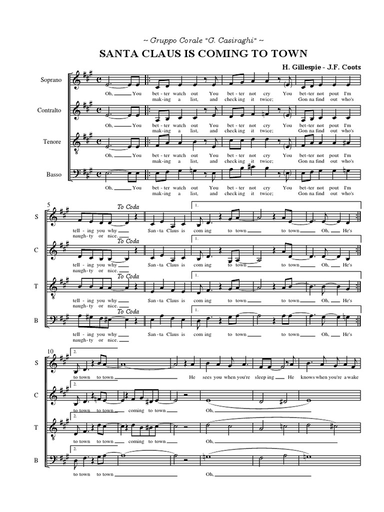 Santa Claus is Coming to Town Lyrics | PDF | Christmas Songs
