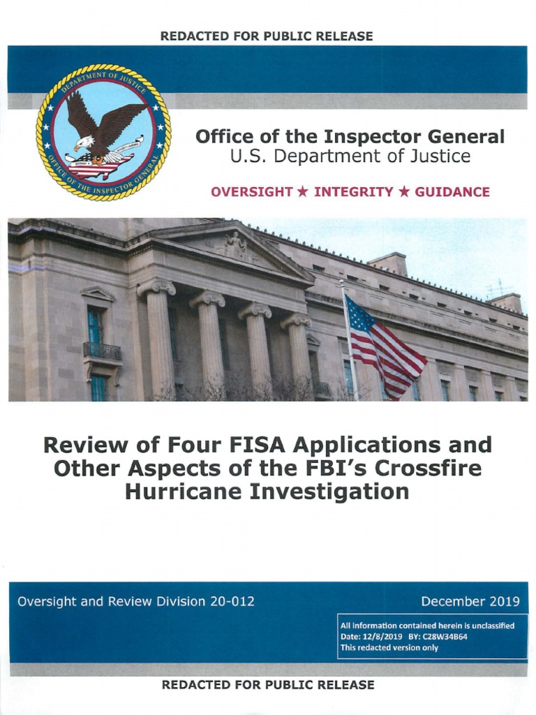 Read: DOJ Inspector General's FISA Report | PDF | United States Foreign ...