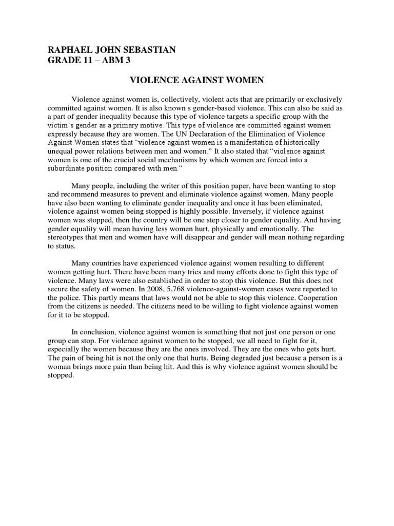 Position Paper - Violence Against Women | PDF
