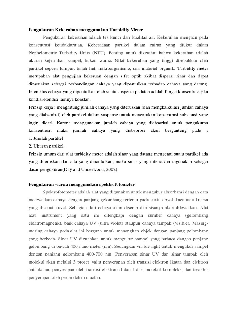 Pengukuran Kekeruhan Menggunakan Turbidity Meter | PDF