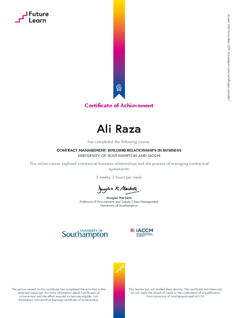 Contract-Management Certificate of Achievement Pxtu8e7-4 | PDF ...