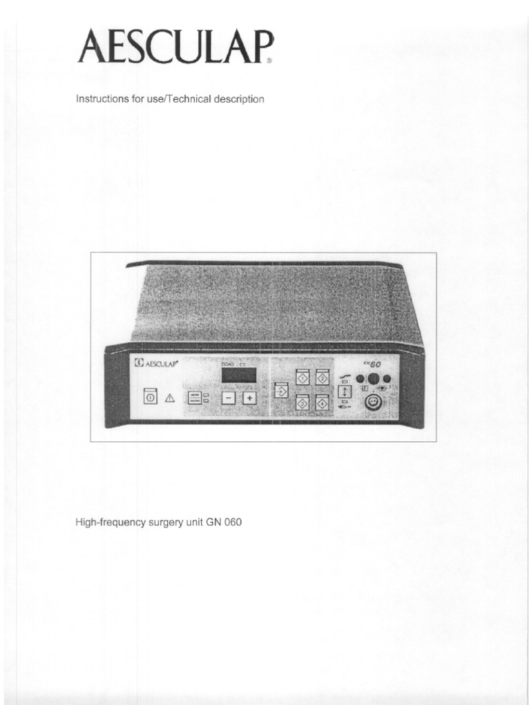 Aesculap Bipolar Coagulator Gn060 Instructions For Use | PDF