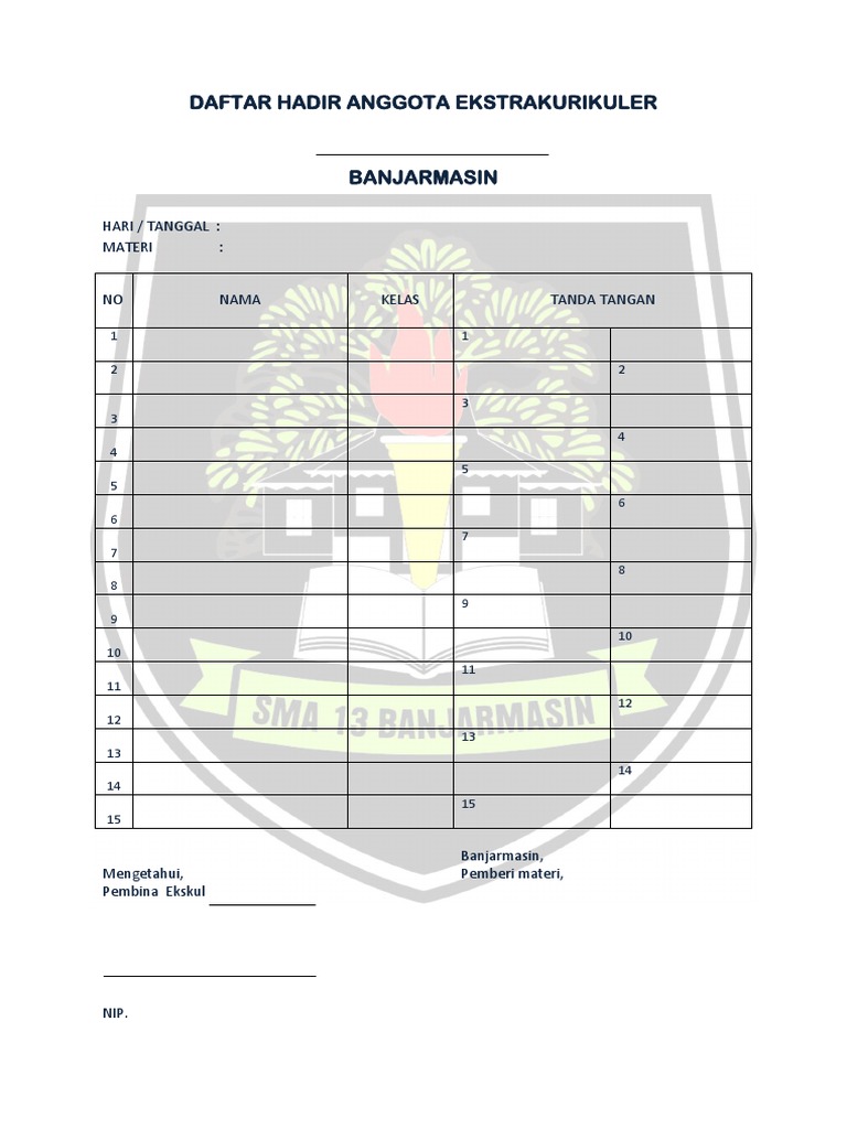 ABSEN HADIR Siswa Ekskul | PDF