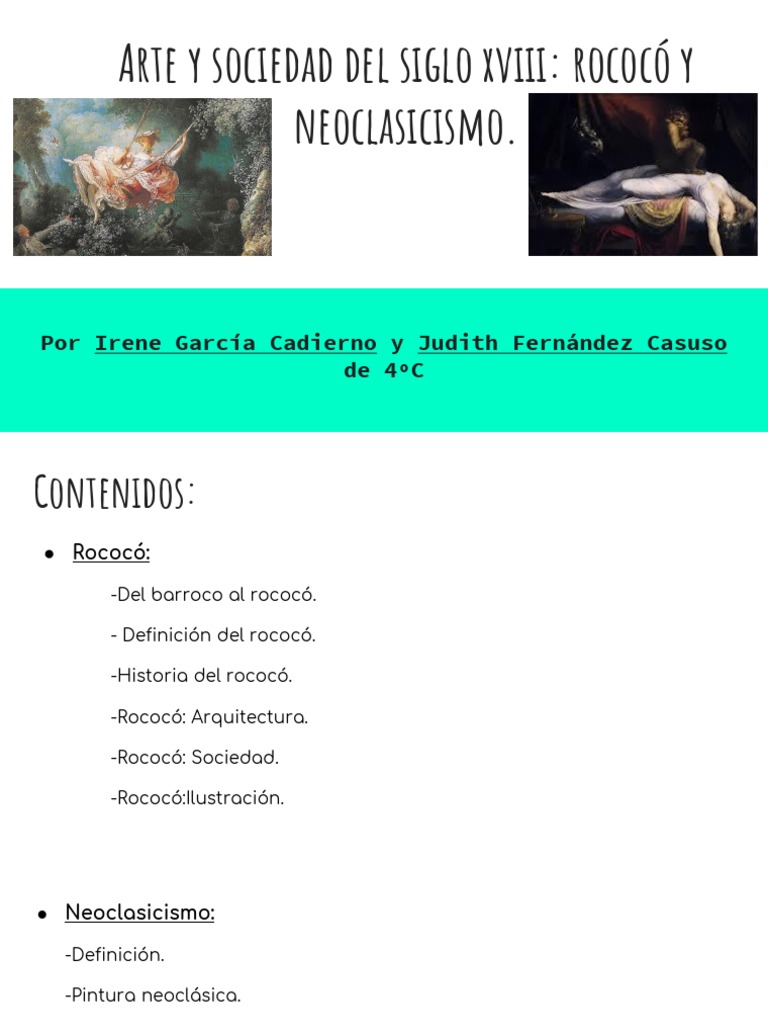 Arte y Sociedad Del Siglo Xviii - Rococó y Neoclasicismo | PDF | Barroco | Pinturas